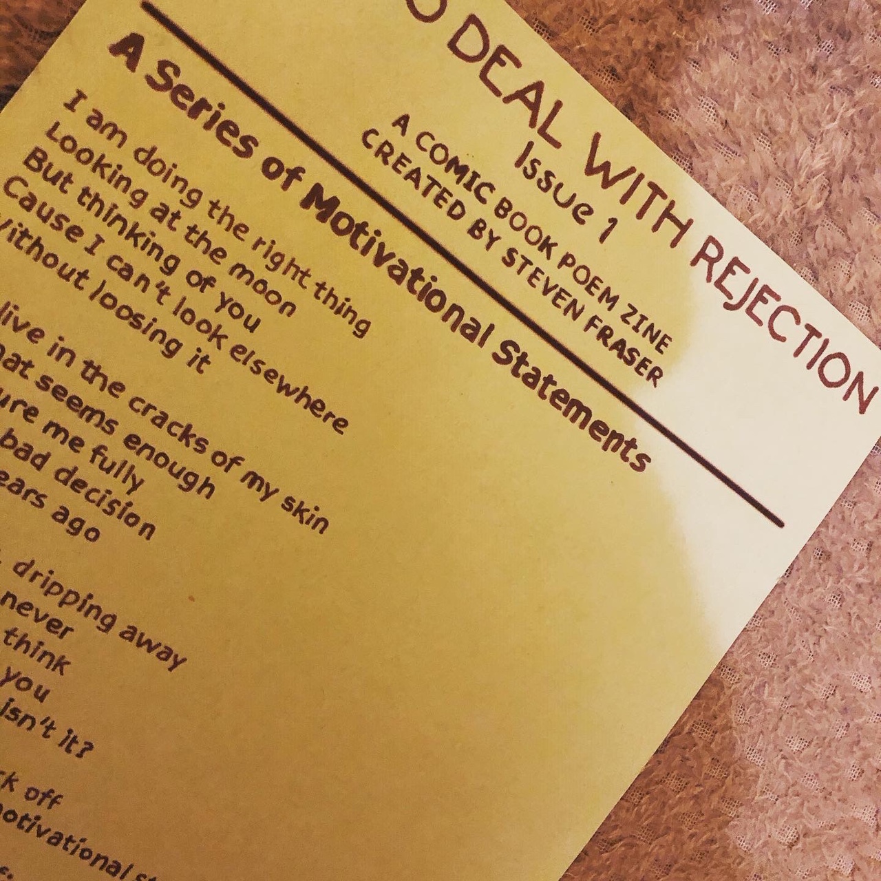 Zine/Comic/Poetry – How To Deal With Rejection – Issue 1 – Do It Theatre